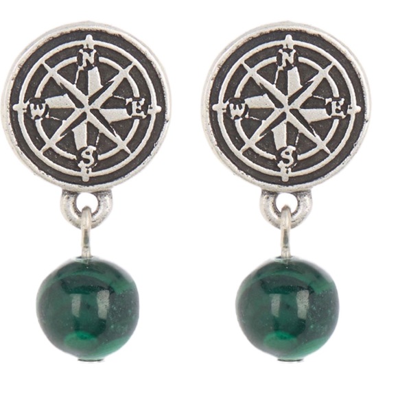 Alex and Ani | Jewelry | Alex And Ani Silver Compass Coin Green Dangle ...